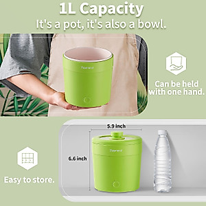 Topwit Ramen Cooker, Mini Electric Pot 1L, 500W Electric Cooker for Noodles, Portable Pot for Pasta, Steak, Egg with Over-Heating Protection, Boil Dry Protection, Dorm Room Essentials, Green