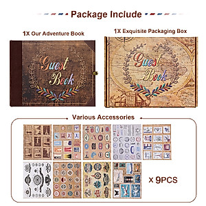 Elegant Wedding Guest Book - 124 Pages Retro Style Guest Book,Guest Book Wedding Reception for Couples,Handmade Embossed Letter Cover Polaroid Guest Book for Baby Shower, Birthday and Special Events