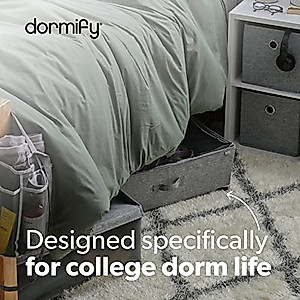 Dormify Storage Bin On Wheels | Under the Bed Storage | 24"L x 15"W x 8"H | Laundry Storage & Clothes Basket | Collapsible Laundry Basket | Laundry Tote College Dorm Essentials | Portable Laundry Bag | 16" x 20" | Grey | Small Space Living | Dorm & Bedroo