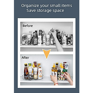 2 Pack Lazy Susan Organizer, Lazy Susan Turntable for Cabinet, PlasticTurntable Organizer Rotating Spice Rack - for Kitchen, Pantry, Bathroom, Fridge,Table, Countertop