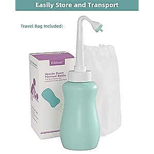 Travel Bidet Bottle,Upside Down Peri Bottle for Postpartum Care,Portable Handheld 300ml Bidet Sprayer,Travel Bag Pointed Nozzle for Personal Hygiene Care,Perineal Recovery,Outdoor-Green Bottle