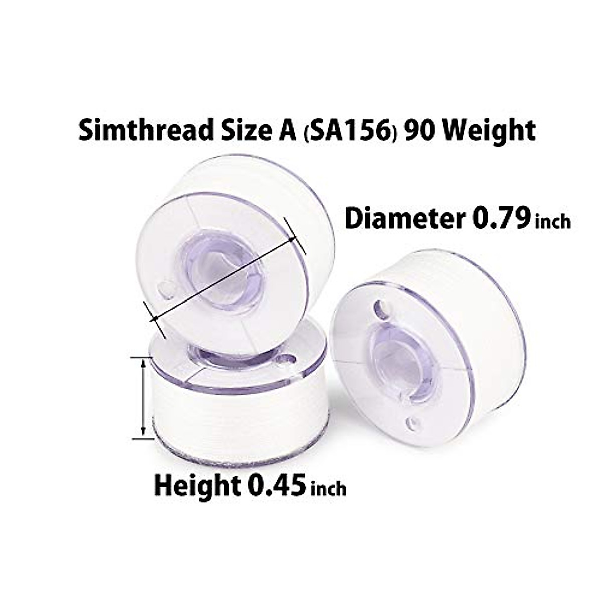 Simthread 25pcs 90WT White Prewound Bobbin Thread Size A Class 15 (SA156) with Clear Storage Plastic Case Box 60S/2 for Brother Embroidery Thread Sewing Thread Machine DIY