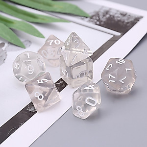 7Pack of Transparent Color D4 D6 D8 D10 D12 D20 Polyhedral Dice for Dungeons and Dragons DND RPG Table Games P