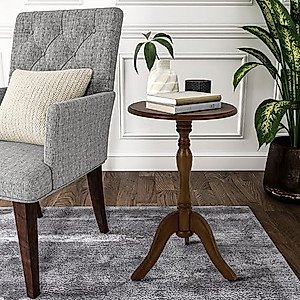 Decor Therapy Simplify Round Pedestal Accent Side Table, Chic & Compact MDF Furniture for Traditional Stylish Spaces - Honeynut - (15" x 15" x 24")