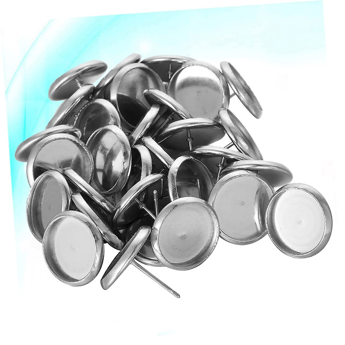Anneome 80pcs Ear Stud Bezel Post Back Earrings Blank Safety Pin Earrings Stud Earring Posts Earring Bezel Setting Stud Earring Backs Flat Earring Post DIY Earring Base Not Baffle