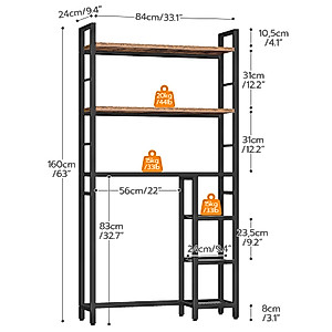 HOOBRO 6-Tier Over The Toilet Storage, Freestanding Bathroom Organizer Space Saver, Mass-Storage Side Storage Open Rack, for Bathroom, Living Room, Laundry, Rustic Brown and Black BF02TS01