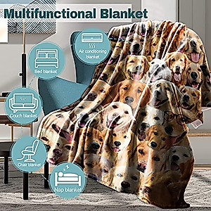 HSELOGI Golden Retriever Blanket Gift for Dog Lover Funny Dog Print Fleece Blanket Home Decor Plush Fuzzy Blanket Cute Puppy Blanket Throw for Kids Girls Boy for Adult Women Sofa Bed Chair 60"x80"