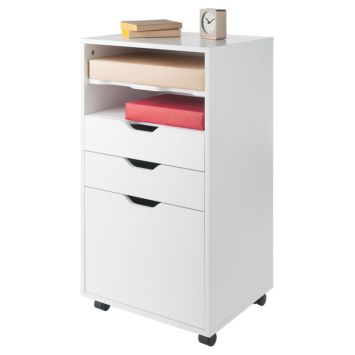 Winsome Halifax Bins & Drawers Multi-Storage Tall Mobile Cabinet, White