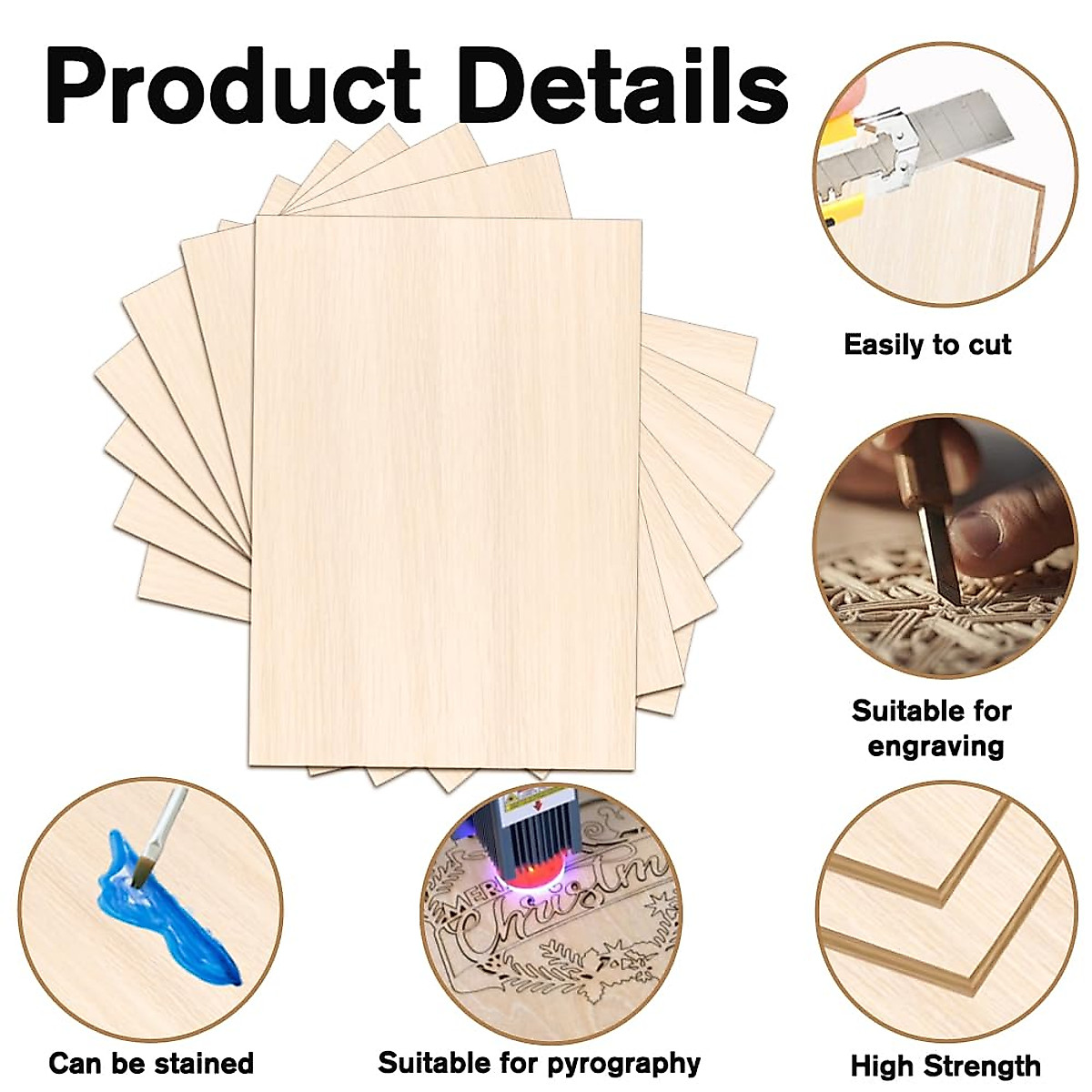 DIYDEC 24 Pack Basswood Sheets 4 x 6 x 1/16 Inch Thin Plywood Wood Sheets Unfinished Wood Squares Boards Balsa Wood Sheets for Crafts Architectural Models Laser Cutting Wood Burning and Drawing