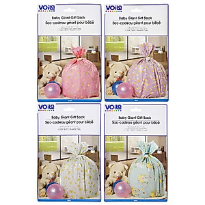 GIANT WRAP BAG: Baby Shower 36 x 44 inch Large present plastic sack. (Style Vary)