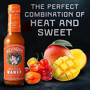 Melinda’s Mango Habanero Hot Sauce - Sweet & Mild Hot Sauce - Mango Habanero Sauce Made with Fresh Ingredients, Real Mango, Habanero Peppers, Vinegar, Carrot & Lime - 5oz, 1 Pack