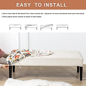 Eco-Ancheng Chair Cover Dining Bench Cover Removable Bench Slipcover Dining Chair Covers Stretch Bench Seat Furniture Protector Dining Chair Slipcovers for Living Room and Kitchen
