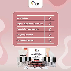 TKB Flexagel DIY Lip Gloss Making Kit| Make Your Own Lip Gloss| Moisturizing, High Shine, Crystal Clear| Vegan, Gluten and Cruelty free| Made in USA