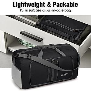 G4Free 40L/65L Foldable Duffel Bag, Water-Repellent Travel Backpack, Lightweight Carry Bag for Overnight Weekender Sports Men Women, Balck, 40L