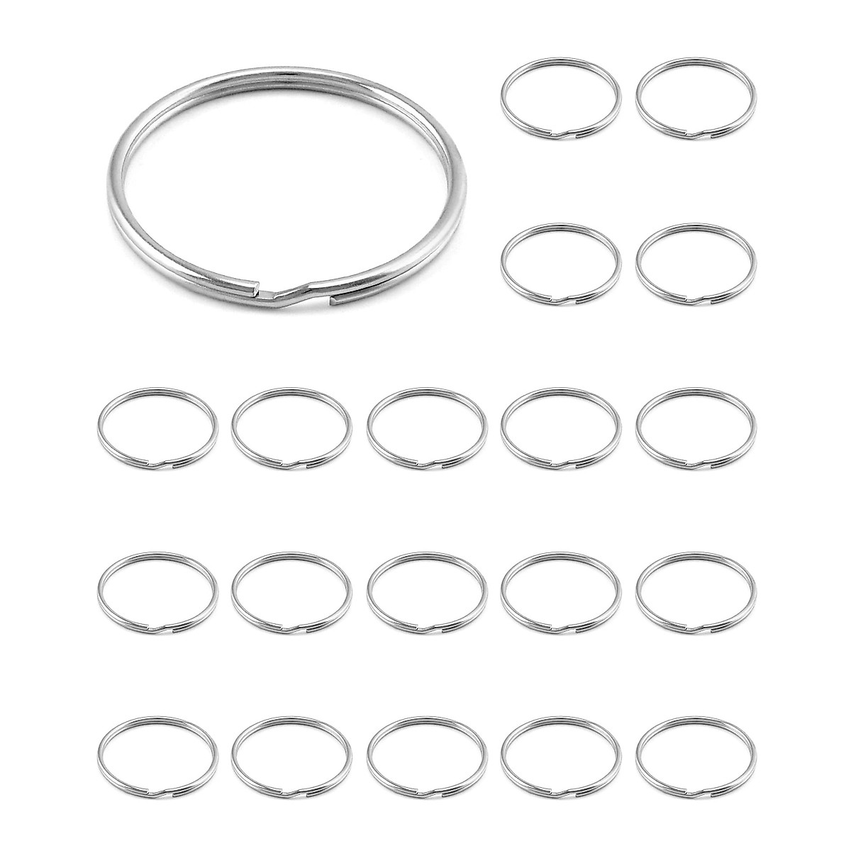 QWORK Key Ring, Set of 20, 2 Inch Large Open Key Ring - Sturdy Key Chain Ring for Keychain and Crafts