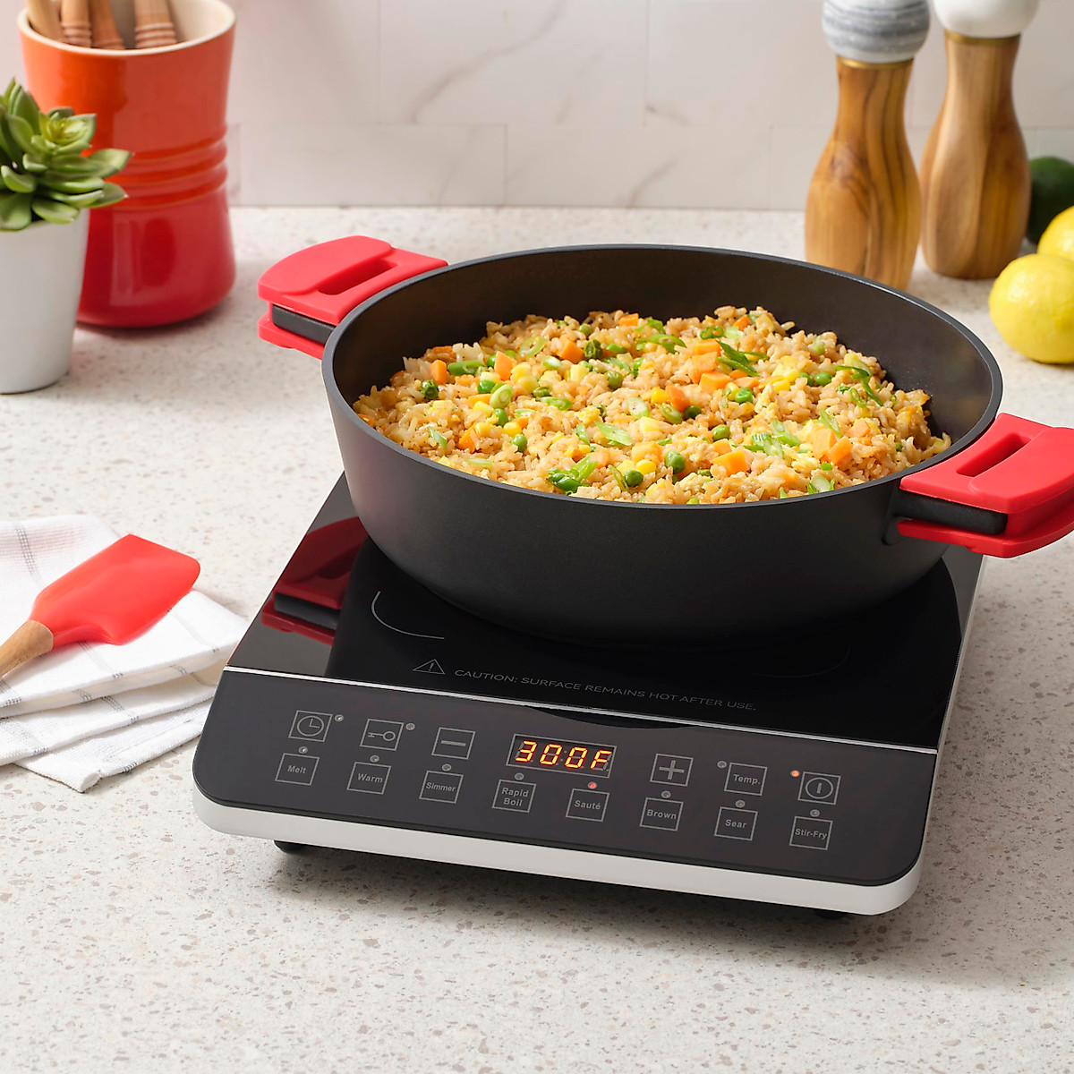 Zavor Onyx Induction Cooktop, Electric Burner with 8 Quick Launch Buttons, Energy-Efficient Burners for Cooking up to 50% Faster, Cool Touch Surface, Safety Lock, Slanted Panel, 180 Minutes Timer
