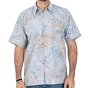 Pete Huntington New Mens Short Sleeve Batik 100% Cotton Hawaiian Shirt Classic Fit Stone Island PH739 2X-Large