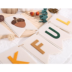 Thankful Felt Banner - Autumn Holiday Party Decorations, Fall Wall Fireplace Hanging Banner, Thankful Garland Photo Props, Fall Thankful Home Decorations (Thankful Felt Banner)