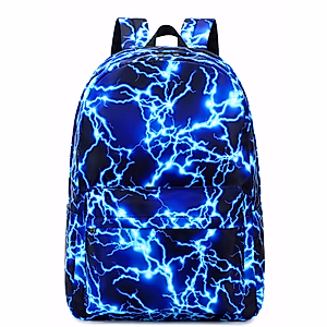 mezhsa Boy School Backpack Elementary Middle Lightning Bookbag Laptop Teenager Waterproof Lightweight 17 Inches (Blue)