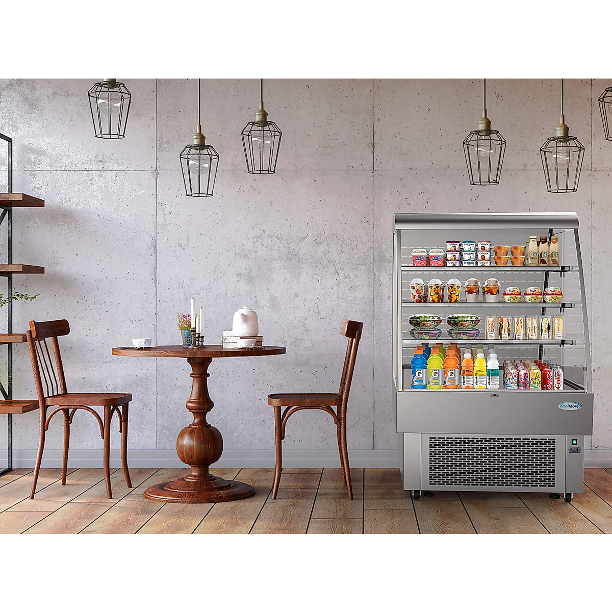 KoolMore - CDA-13C Open Air Merchandiser Grab and Go Refrigerator with LED Lighting and Night Curtain - 13.4 cu.ft