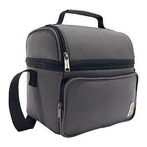 Carhartt Insulated 12 Can Two Compartment Lunch Cooler, Durable Fully-Insulated Lunch Box, Gray