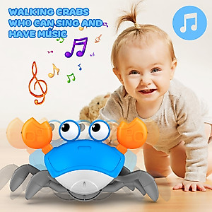ZHVV Crawling Crab Toy, Infant Tummy Time Baby Toys, Fun Interactive Dancing Walking Moving Toy Babies Sensory Induction Crabs with Music, Baby Toy Boys Girls Toddler Birthday Gifts