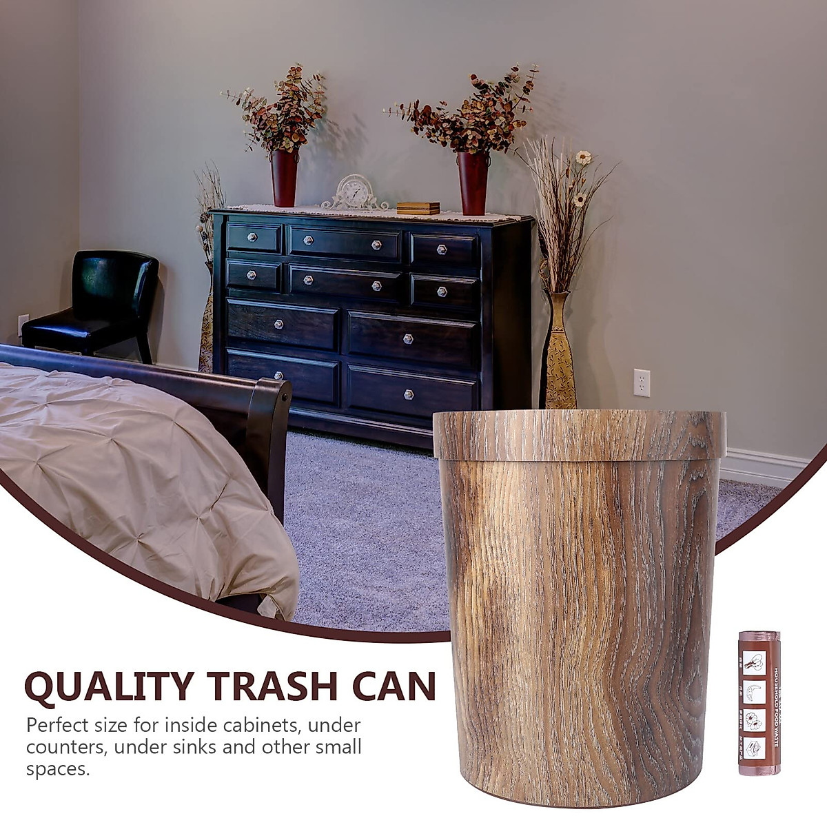 Luxshiny Retro Trash Can Pressure Waste Bins Kitchen Trash Cans Bedroom Bin Small Wastebasket Small Trashcan Dustbin Retro Garbage Can Pp Environmental Protection Material