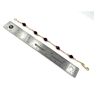 FWJ 18K Gold Plated Azabache Beads 6mm Bracelet Protection Jewelry (5.5" Inches)