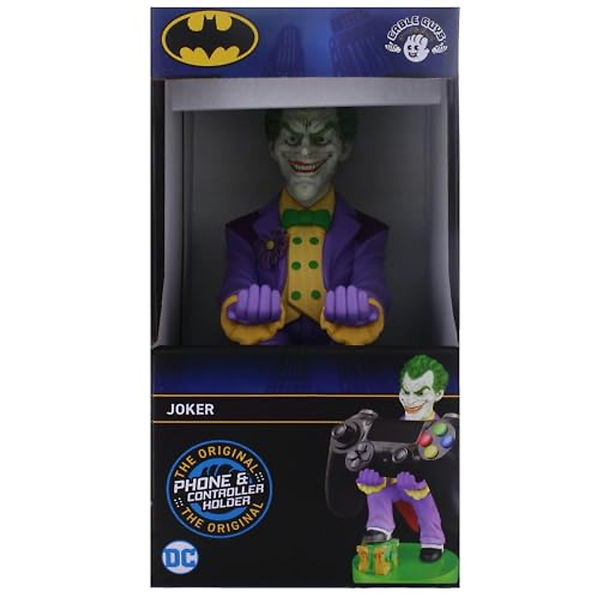 Exquisite Gaming: Warner Bros: Joker - Original Mobile Phone & Gaming Controller Holder, Device Stand, Cable Guys, Licensed Figure, Small