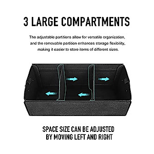 Fyzeoty Car Organizers and Storage - Trunk Organizer for Suv Sedan,Car Trunk Leather Storage Box,Extra Large,Magnetic Lid,Collapsible and Adjustable