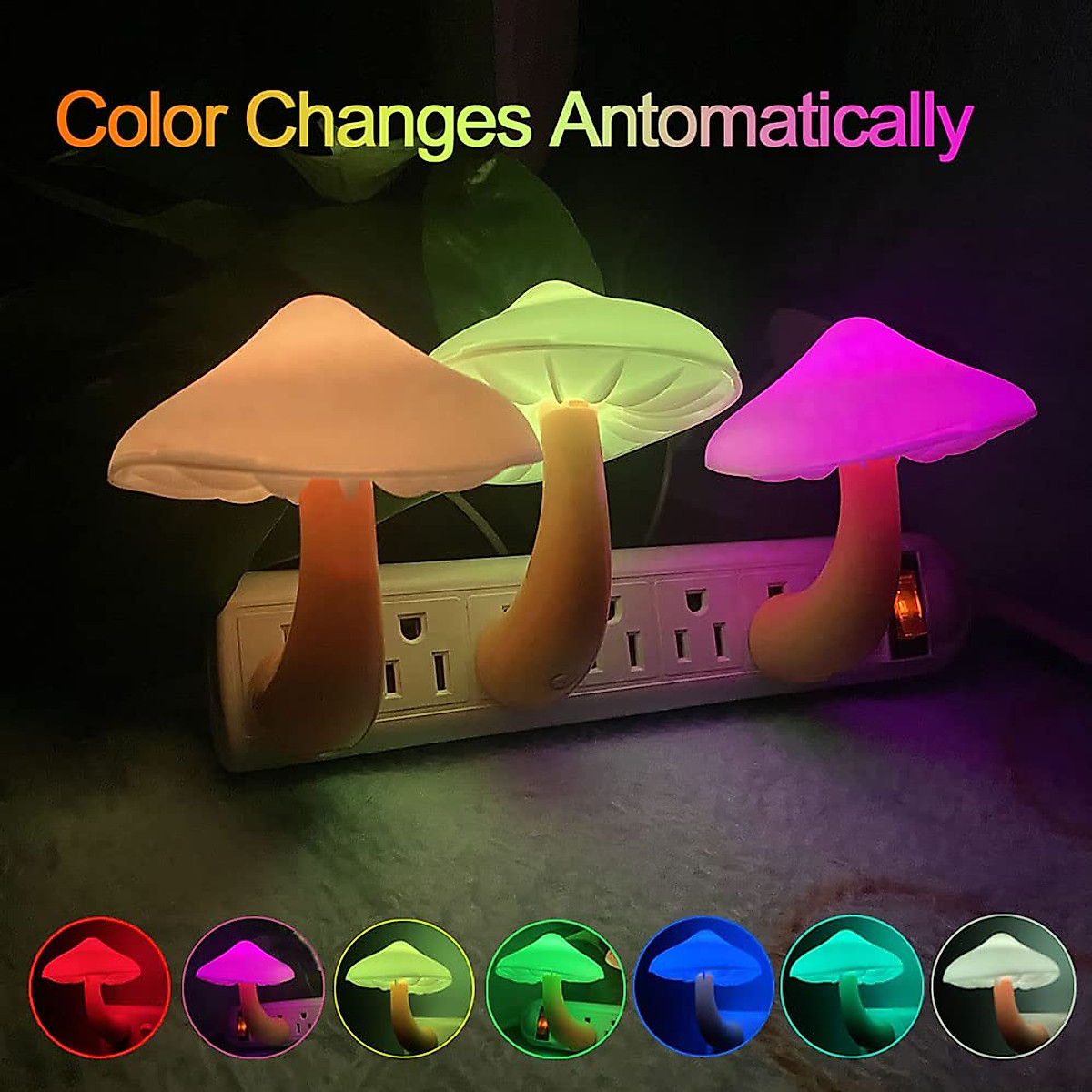 UTLK [2 Pack] Plug-in LED Mushroom Night Light Lamp with Dusk to Dawn Sensor,Plug in LED Bed Cute Mushroom Nightlight Night lamp Wall Light Baby Night Lights for Kids Children