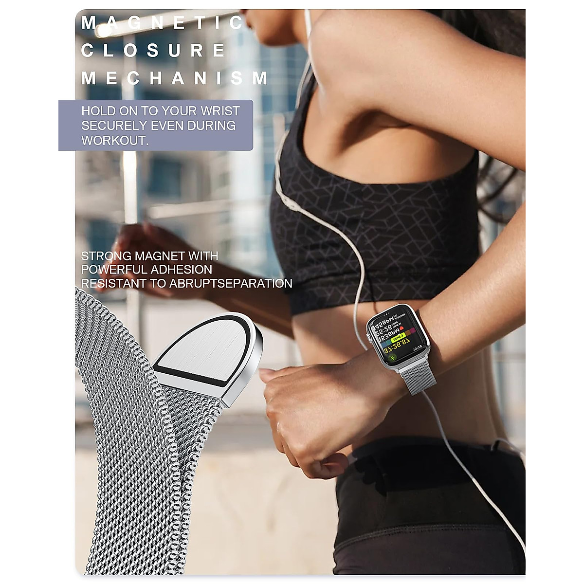 Original Stainless Steel Milanese Loop Compatible with Apple Watch Band 38mm 40mm 41mm 42mm 44mm 45mm 49mm, Magnetic Clasp Replacement Band for iwatch Series 9, Ultra 2, SE, Ultra, 8 7 6 5 4 3 2 1,