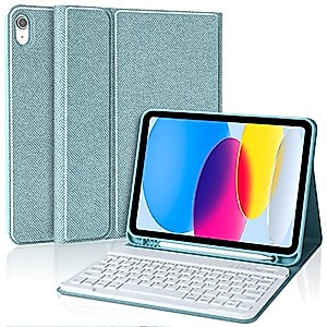 MMK for iPad 10th Generation Keyboard Case 2023/2022, Keyboard Case for iPad 10th Gen 10.9", Detachable Wireless Keyboard Case with Pencil Holder for iPad 10.9 inch
