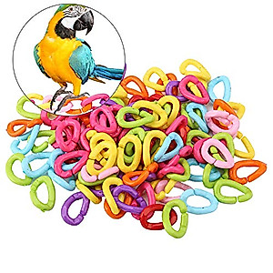 ViaGasaFamido 100Pcs Plastic C-Clips Links, Mix Color Rainbow DIY C-Links Chains for Small Pet Parrot Bird Toy Children's Learning Toy