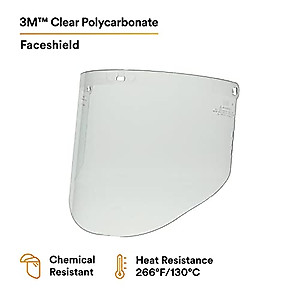 3M Clear Polycarbonate Faceshield WP96, 82701-00000, Molded