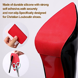 Ashoesert Red Bottoms Sole Protector,Shoe Sole Protector for Christian Louboutin High Heels, Anti Slip Shoe Grips Pads Compatible with Louboutin Shoes -2 Pairs（6.0"×4.0",Red）