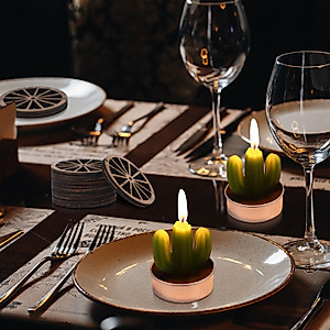 Junkin 24 Pcs Western Theme Party Decorations Birthday Table Centerpieces Mini Cactus Candles Horseshoes Wagon Wheels Horse Rodeo Decor for Crafts Wedding Party Favor (Cactus Candles, Wagon Wheels)