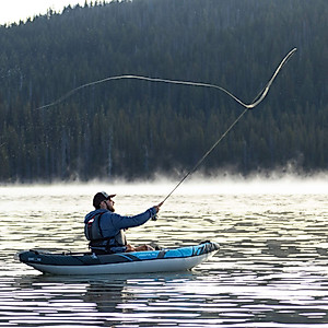 AQUAGLIDE Chinook 90 Inflatable 9' Foot Kayak Kit Packable Includes Pump for Adults Family Friendly 1 Person Single Rider Blow Up for Recreational Angler Fishing