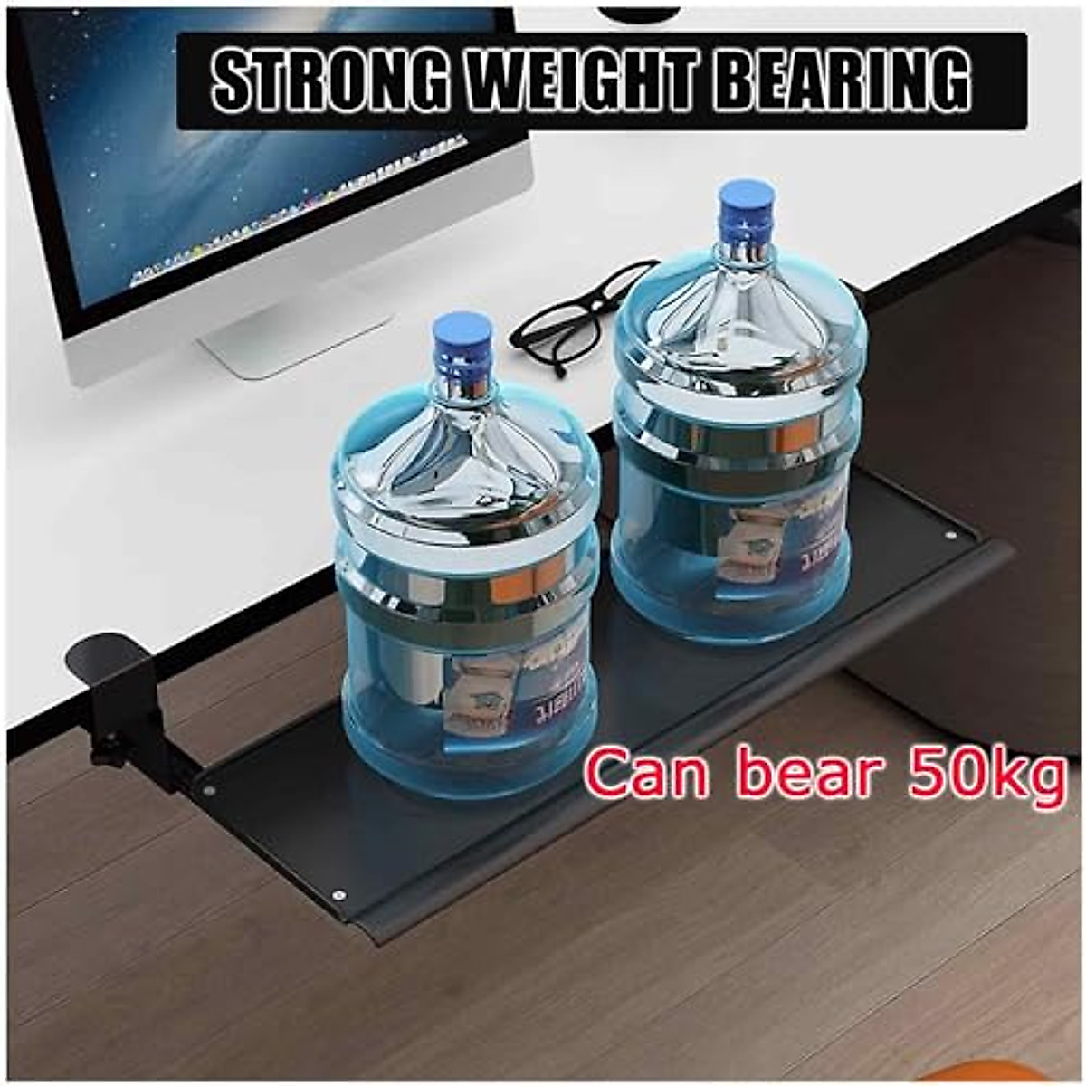 Clamp Keyboard Tray, Sliding Keyboard Tray Under Desk, Adjustable Keyboard Tray Under Desk, Made of Metal Steel, Strong and Stable, Black