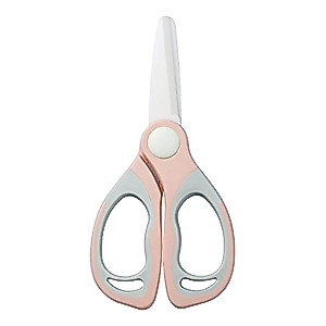 DAMPEN Ceramic Scissors,Soft-grip Handles,Safety Healthy ,Kitchen Scissors,Baby Food Ceramic Scissors with Travel Cover for Kids Food 2 PACK(PINK AND GREEN) (DPS-1)