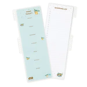 Star Wars Snap-In Meal Planner - Star Wars Grogu Dashboard, Includes Shopping List Space, Metal Foil Accents, Double-Sided Lamination, Reusable for Dry and Wet Erase Markers, by Erin Condren