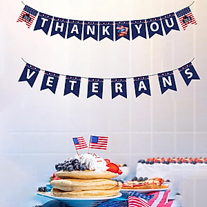 CupaPlay Veterans Day Banners Decorations Thank You Veterans Patriotic Independence Party Supplies Decor Favors Banner