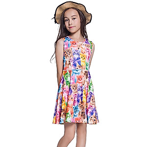 Matching Doll & Girls Dresses Kid Toddler Cat Cloth Fit American Girl Doll