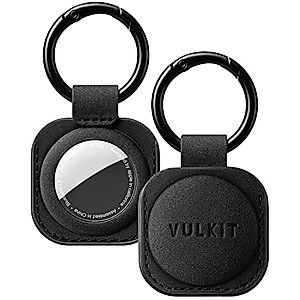 VULKIT Keychain Compatible for Apple AirTag Leather AirTag Protective Case with Keychain Holder AirTag Accessories for Key or Lungage(Black)