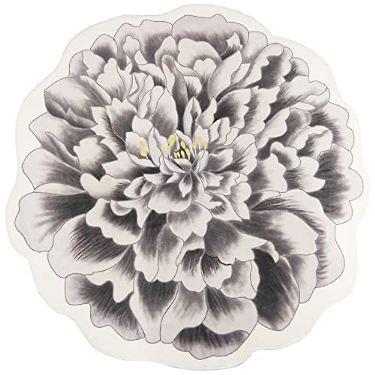 Lacomfy Modern Rug 4Ft Flower Rug Circle Bathroom Rug Floral Bedroom Carpet Round Rural Accent Rug Soft Peony Flower Farmhouse Floor Mat Laundry Mat for Indoor Home Decor Nonskid Washable Rug, Grey