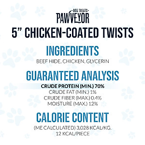 Pawveyor 5" Chicken Wrapped Rawhide Twists - Pack of 45 All-Natural, Rawhide Dog Treats Small Dogs - Great Puppy Treats for Teething Small Dogs - Odor-Free and Long-Lasting, Supports Dental Health