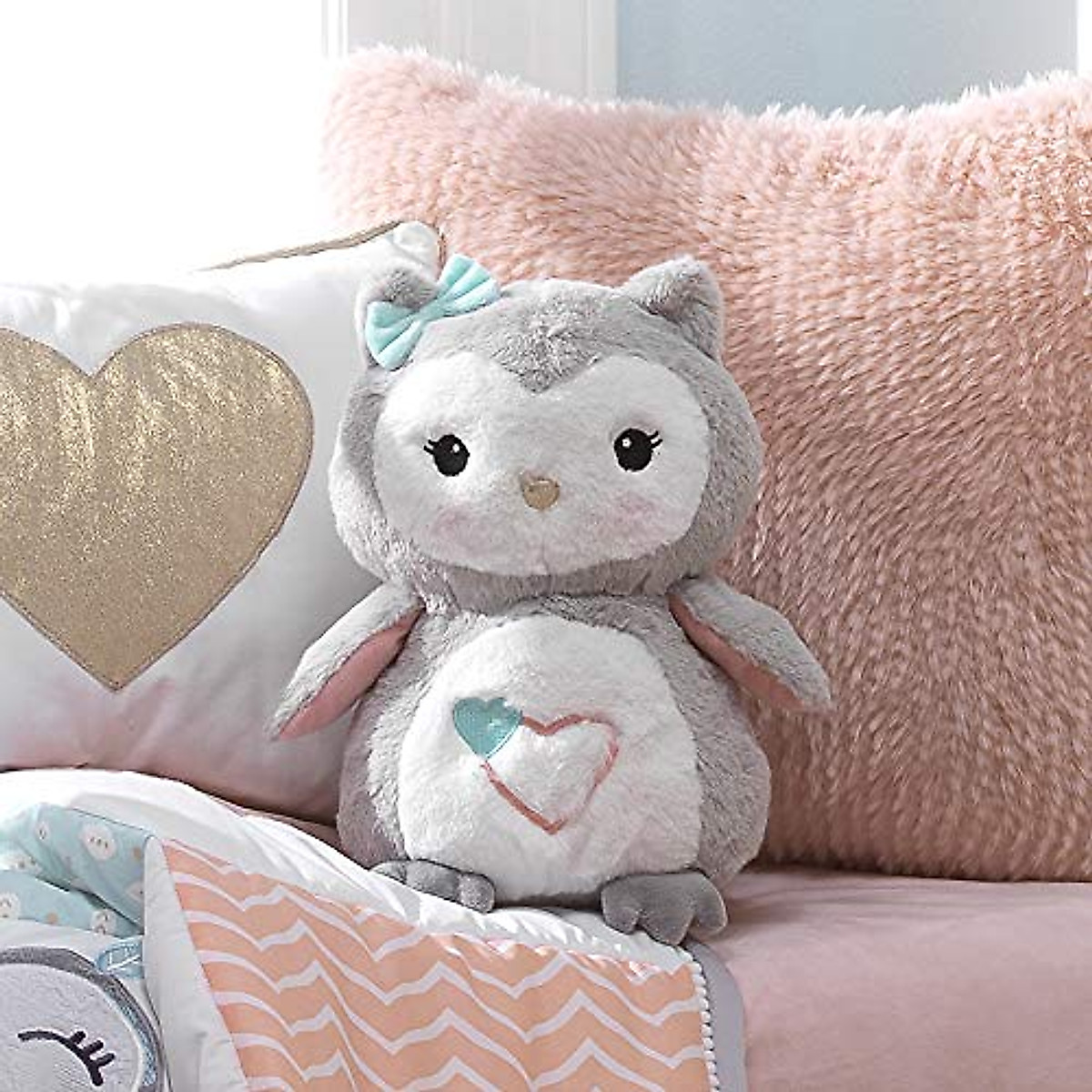 Lambs & Ivy Sweet Owl Dreams Gray/White Plush Stuffed Animal Toy - Sugar Cookie