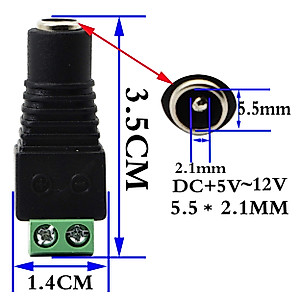zdyCGTime DC 5.5 X 2.1mm Adapter 2.1 X5.5mm Female Barrel Power Jack to 2 Pin/Way Female Bolt Screw Type terminals Adapter Connector for CCTV Security Camera, LED Strip Light (20pack Female)