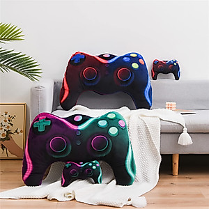 Meeting Story Game Controller Shaped Plush Throw Pillow Cushion for Boys and Girls Gamer Room Decoration for Sofa Couch/Computer Chair/Bed Gifts for Teen Boys Gaming Toy Pillow (Red Blue, Mini)