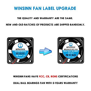 WINSINN 40mm Fan 24V, 3D Printer Micro 24 Volt Fans 4020 Dual Ball Bearing, Brushless Cooling 40mmx20mm 2PIN (Pack of 2Pcs)